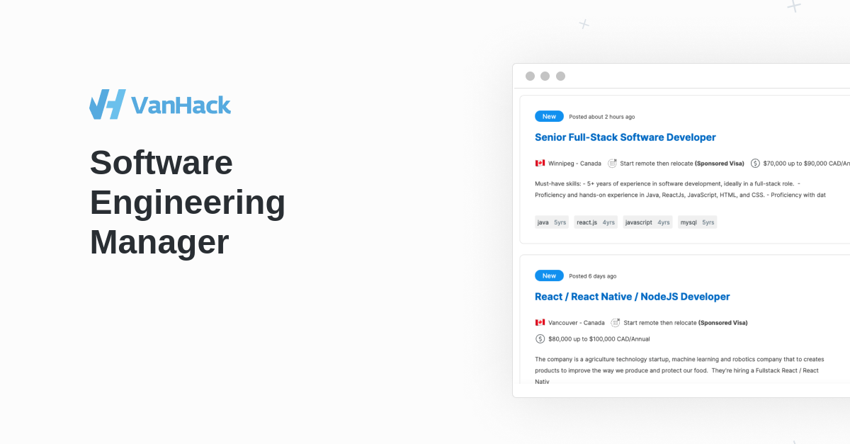 Software Engineering Manager - VanHack